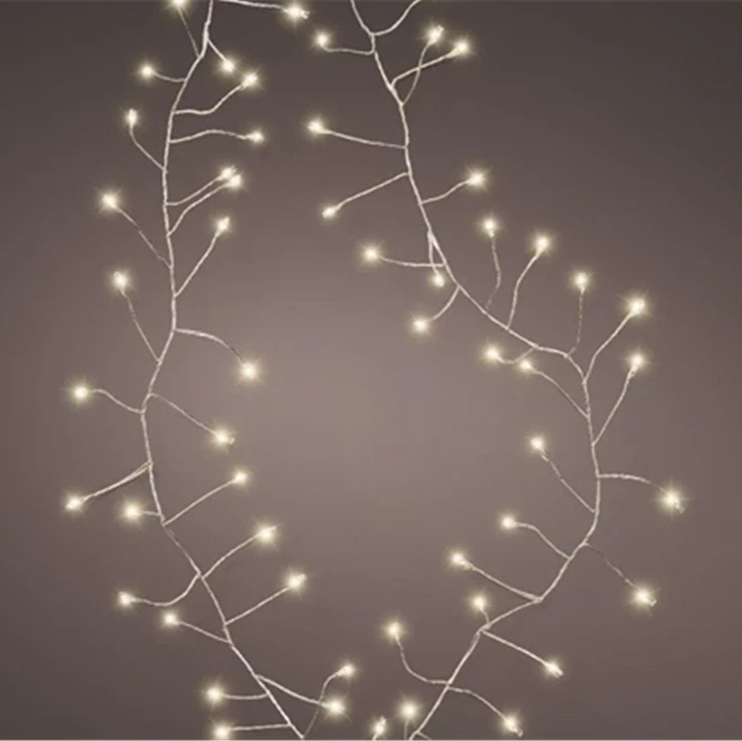 4 FT 100 Micro LED Warm White Compact Lights With Silver Wire Battery