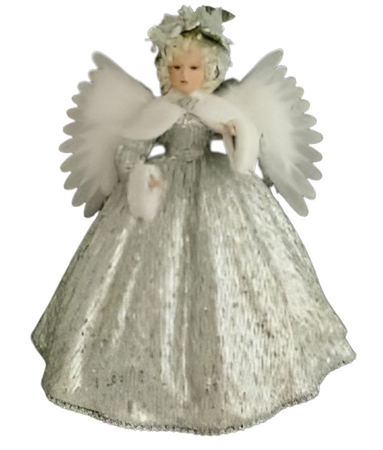 32" Silver Animated Musical Angel Tree Topper