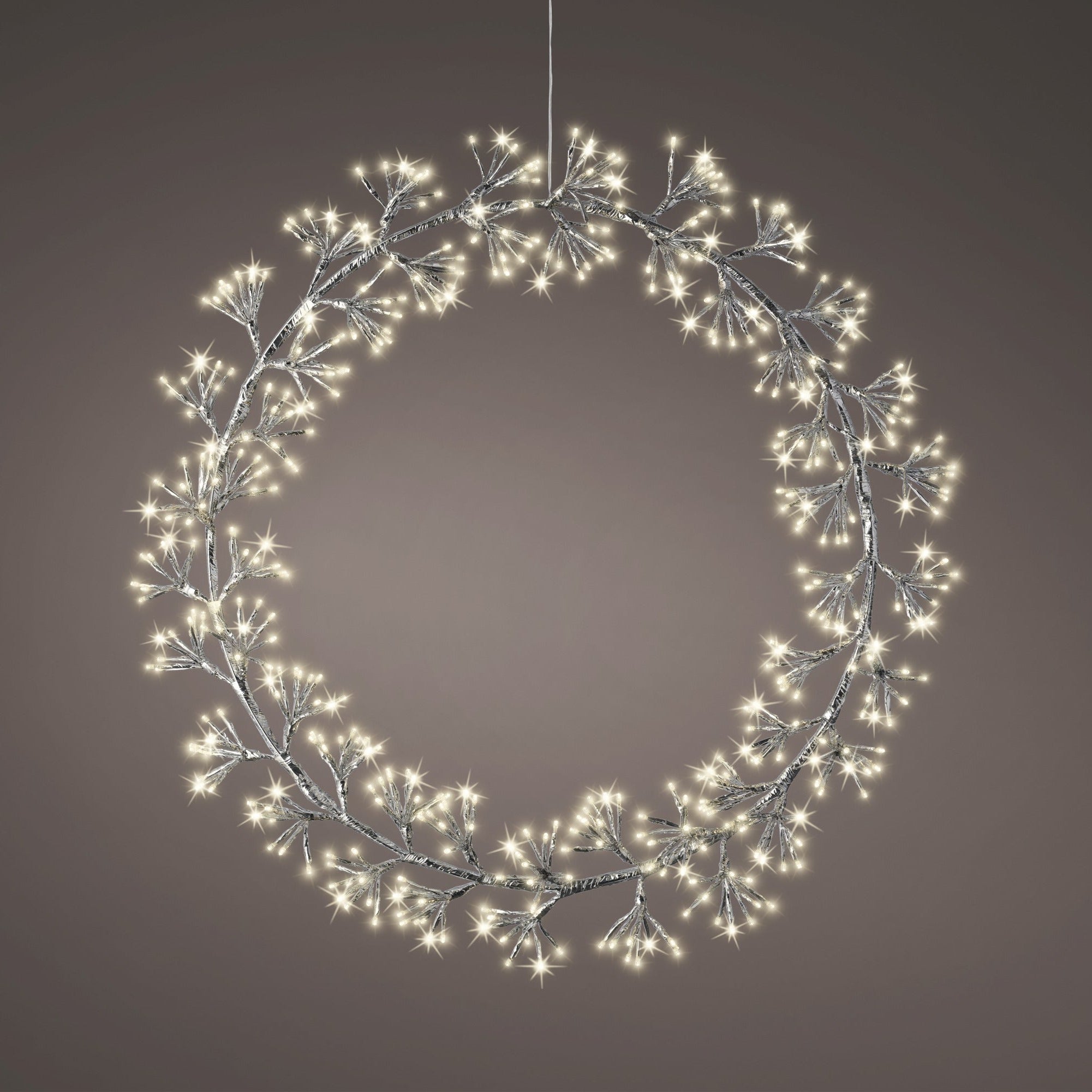 31" 500LED Warm White Silver Wreath