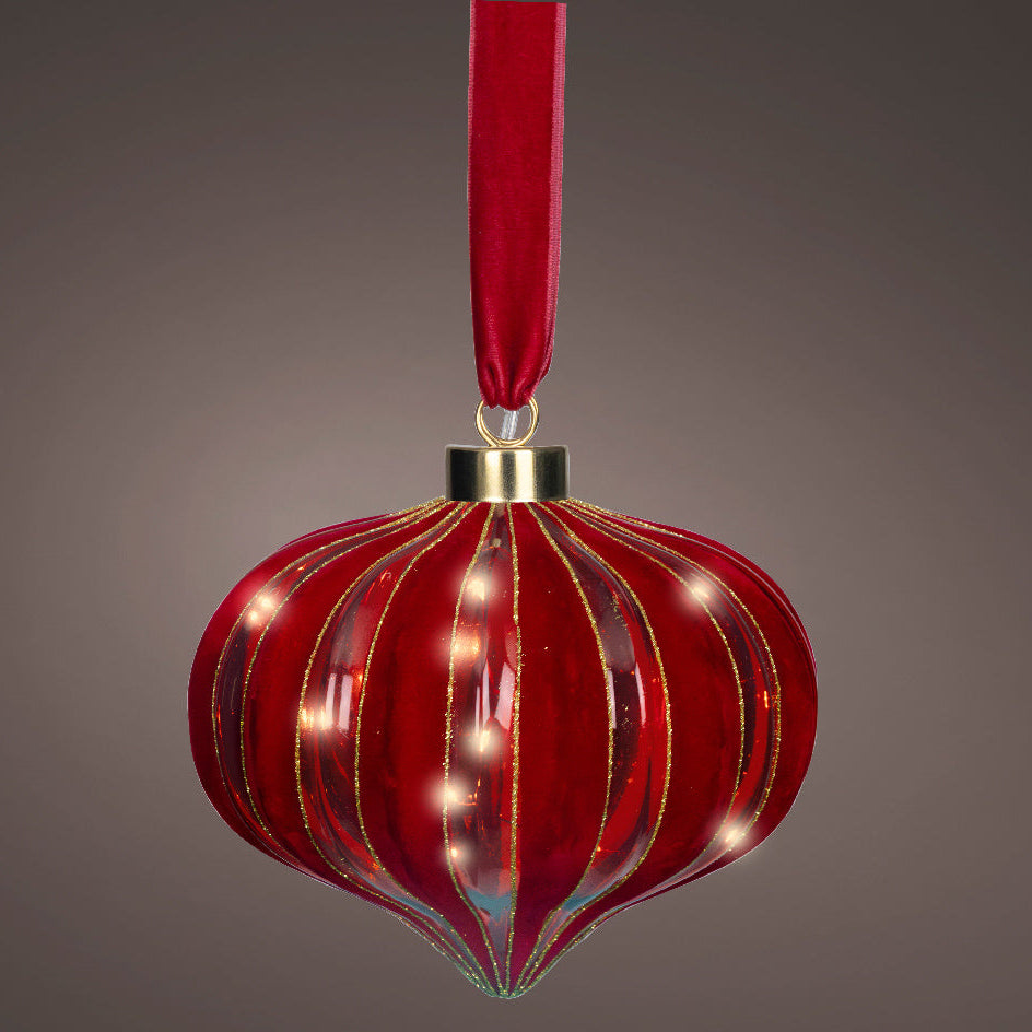 8" Micro LED Red Onion Ornament Battery Operated