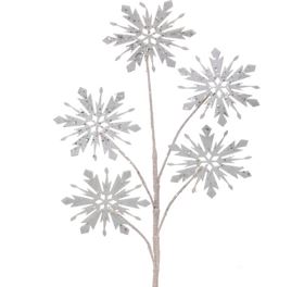 29" White Glitter Snowflake Spray Set Of 12